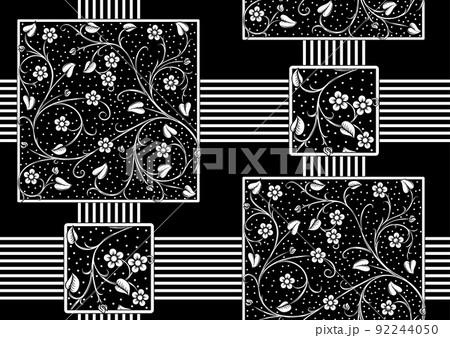 A lot of different fantasy flowers. Millefleurs...のイラスト素材 [92244050 ...