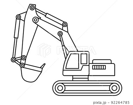 ショベルカー・働く乗り物イラスト／線画のイラスト素材 [92264785] - PIXTA