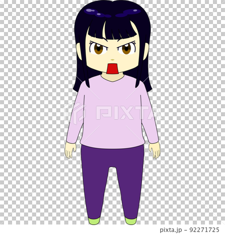 Chibi character illustration (female, front) - Stock Illustration ...