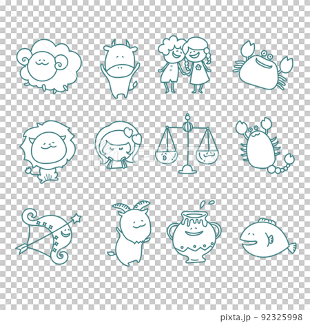 Illustration material of 12 constellations that... - Stock Illustration ...