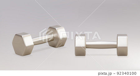 3d two realistic gold dumbbells isolated on...のイラスト素材 [92340100] - PIXTA