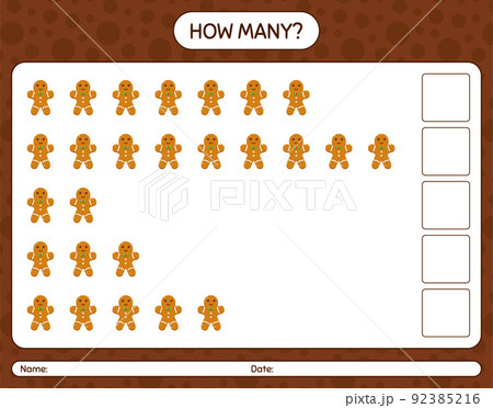 How many counting game with gingerbread cookie....のイラスト素材 [92385216 ...