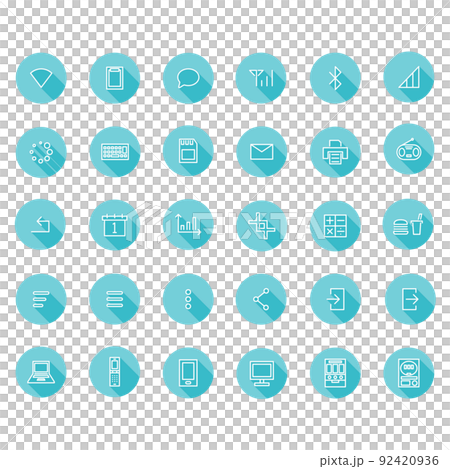 Long shadow line drawing icon set No2 (light blue) - Stock Illustration ...