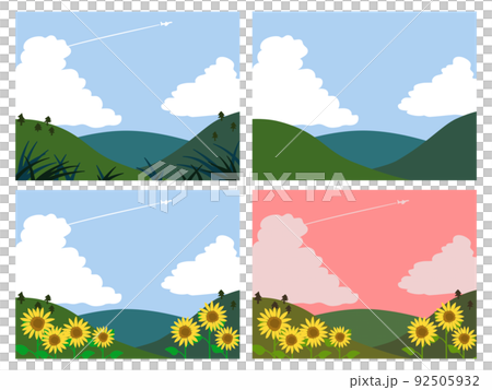 Simple summer mountain view set - Stock Illustration [92505932] - PIXTA