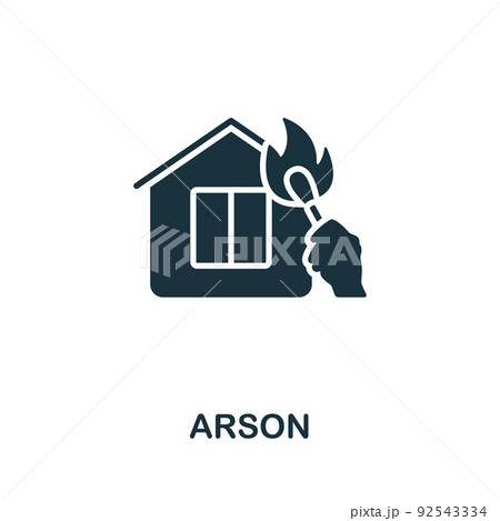 Arson icon. Monochrome simple line Protest icon...のイラスト素材 [92543334 ...