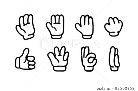 A set of retro hand gloves from cartoons of the...のイラスト素材 [92560358 ...