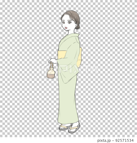 Illustration of a woman in a yukata - Stock Illustration [92571534] - PIXTA