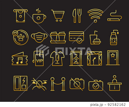 Gold wayfinding icons setのイラスト素材 [92582162] - PIXTA