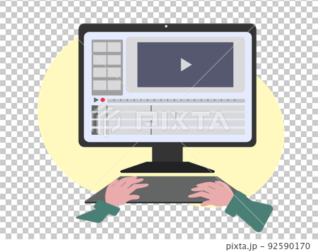 Video editor Hand typing work Creator Designer... - Stock Illustration ...