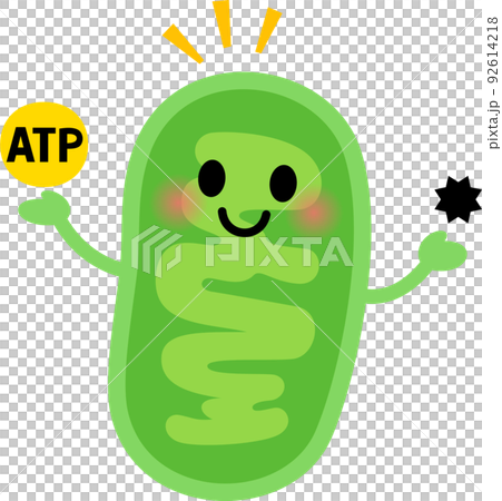 Mitochondrial character with ATP and reactive... - Stock Illustration ...