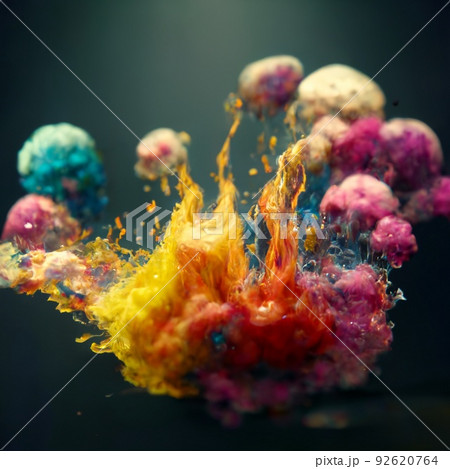 Multicolored ink in water. An explosion of...のイラスト素材 [92620764] - PIXTA