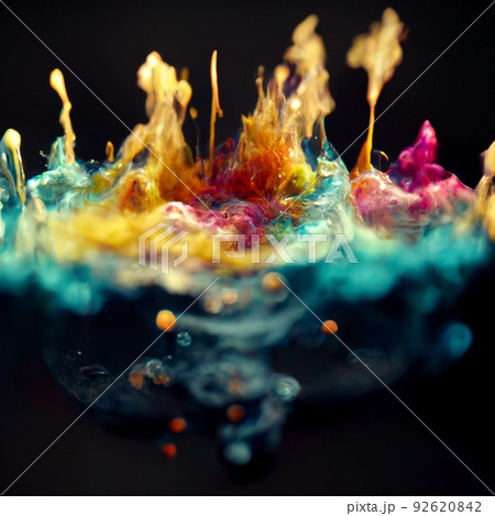 Multicolored ink in water. An explosion of...のイラスト素材 [92620842] - PIXTA