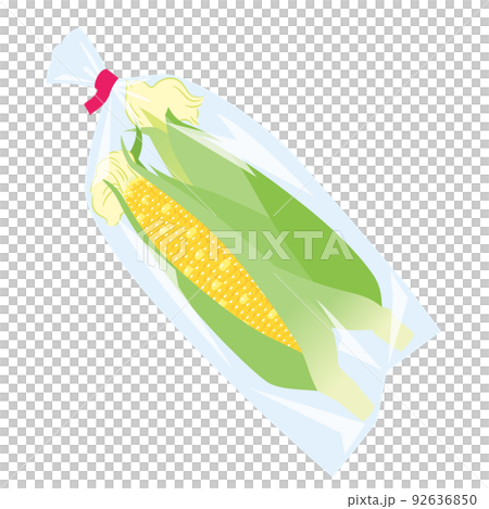 Vegetable illustration Corn packed in a bag - Stock Illustration ...