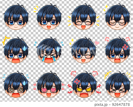 Male chibi character face icon material 5 - Stock Illustration ...