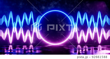 3d rendering blue and pink neon soundwave...のイラスト素材 [92661588] - PIXTA