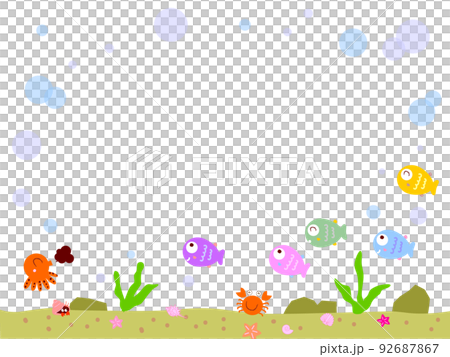 cute fish frame - Stock Illustration [92687867] - PIXTA