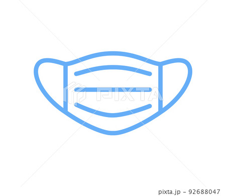 Medical face mask blue line icon. Vector...のイラスト素材 [92688047] - PIXTA
