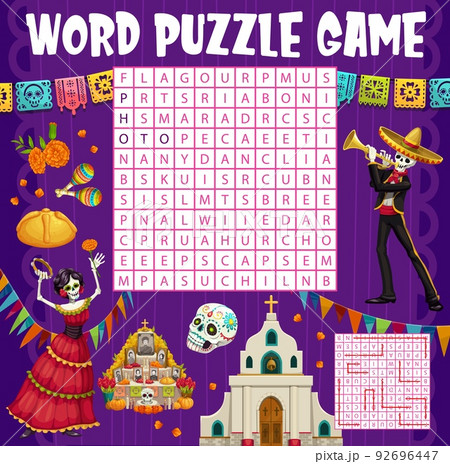 Dia de los Muertos mexican holiday word search...のイラスト素材 [92696447] - PIXTA