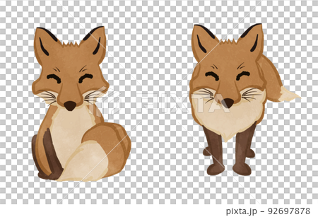 Illustration of a cute smiling fox - Stock Illustration [92697878] - PIXTA