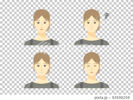 Female facial expression upper body set - Stock Illustration [92698208 ...