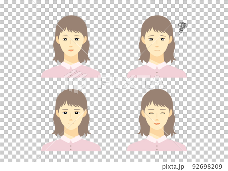 Female facial expression upper body set - Stock Illustration [92698209 ...
