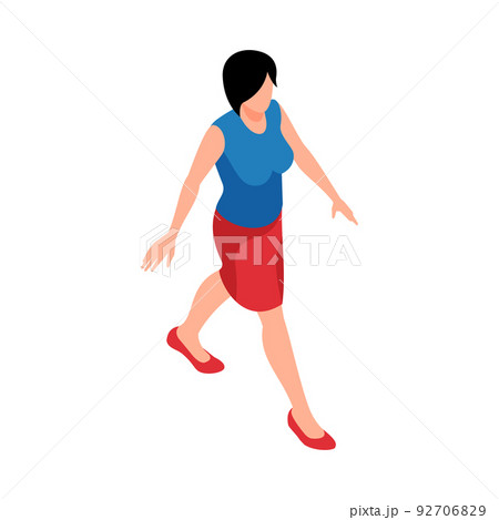Walking Woman Isometric Compositionのイラスト素材 [92706829] - PIXTA