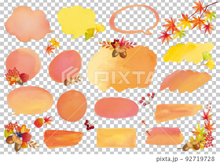 Set of vivid autumn leaves watercolor headlines... - Stock Illustration ...