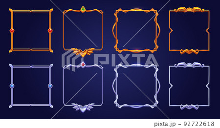 Set of square gold and silver ui game framesのイラスト素材 [92722618] - PIXTA