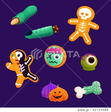 Cartoon Halloween gingerbread cookies, witch...のイラスト素材 [92724589] - PIXTA