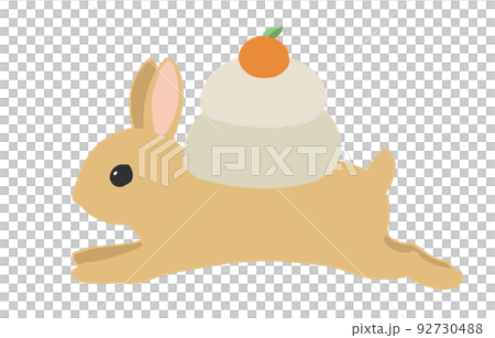 Sprawled rabbit and kagami mochi no line orange - Stock Illustration ...