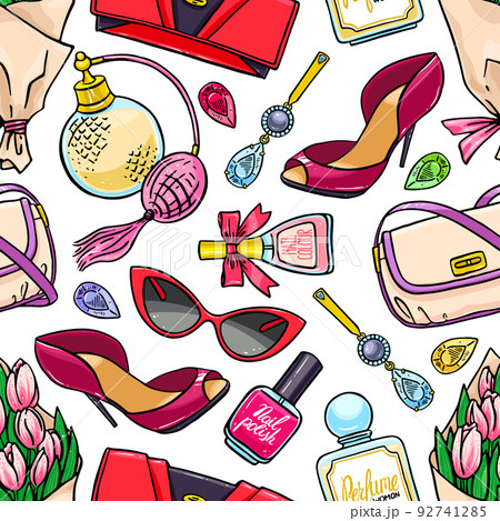 seamless background of female thingsのイラスト素材 [92741285] - PIXTA