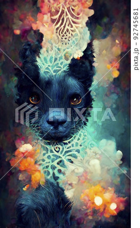 A fantasy magic dog in a fairy-tale wonderland...のイラスト素材 [92745681] - PIXTA