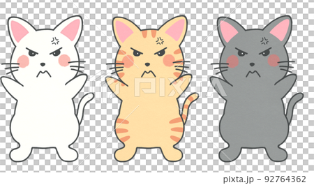 Angry cat illustration outline = solid line &... - Stock Illustration ...