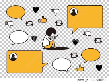 Girl with smartphone addiction _ line drawing... - Stock Illustration ...