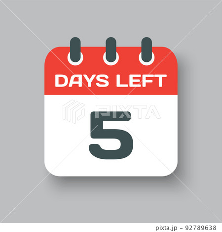 Countdown daily page calendar icon - 5 days leftのイラスト素材 [92789638] - PIXTA