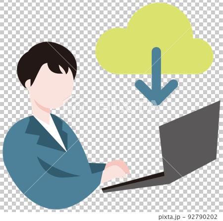 Business illustration of a person downloading... - Stock Illustration ...