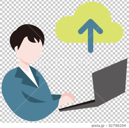 Business illustration of a person uploading... - Stock Illustration ...