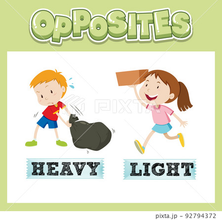 Opposite English words with heavy and lightのイラスト素材 [92794372] - PIXTA