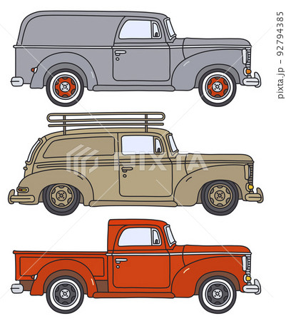 Three classic delivery carsのイラスト素材 [92794385] - PIXTA