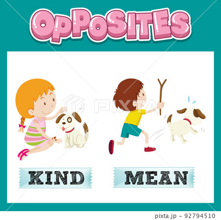 Opposite English words with kind and meanのイラスト素材 [92794510] - PIXTA