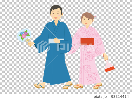Yukata _ couple _ illustration _ 1 - Stock Illustration [92814414] - PIXTA