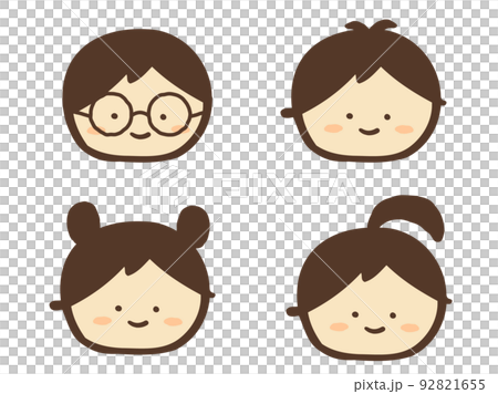かわいい笑顔の人物セット／手描きイラスト素材のイラスト素材 [92821655] - PIXTA