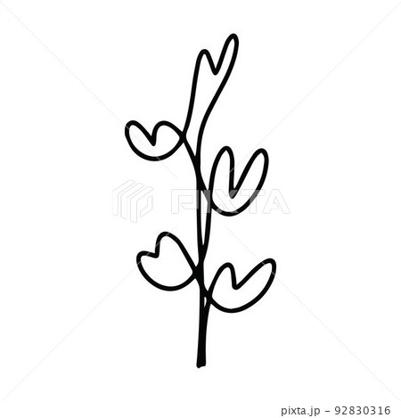 Heart plant icon abstract hand drawn flower...のイラスト素材 [92830316] - PIXTA