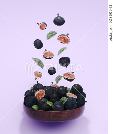 Fresh figs fruits and slices of figs falling...のイラスト素材 [92860943] - PIXTA