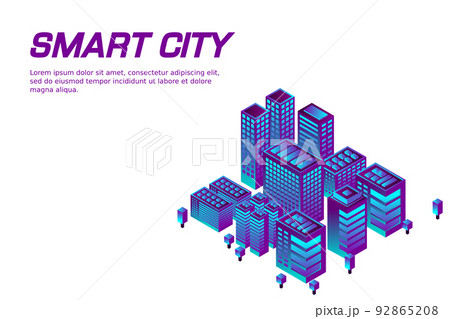 Isometric Future City. Real estate and...のイラスト素材 [92865208] - PIXTA