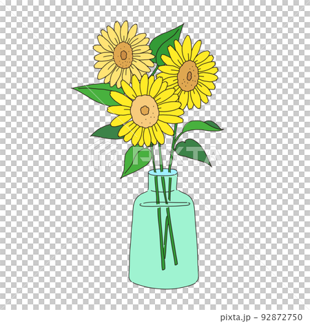 Sunflowers arranged in a vase vector illustration - Stock Illustration ...