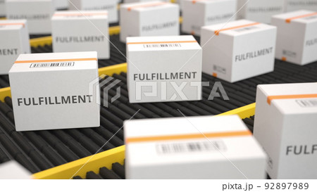 FULFILLMENT text on white boxes on the...のイラスト素材 [92897989] - PIXTA