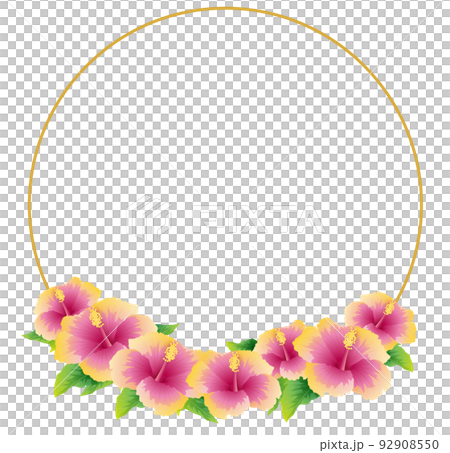 Elegant hibiscus circle frame (no glitter) /... - Stock Illustration ...