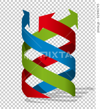 Three-color arrows spiraling upward vector... - Stock Illustration ...