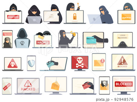 Hacker attack icons set cartoon vector. Fraud...のイラスト素材 [92948576] - PIXTA